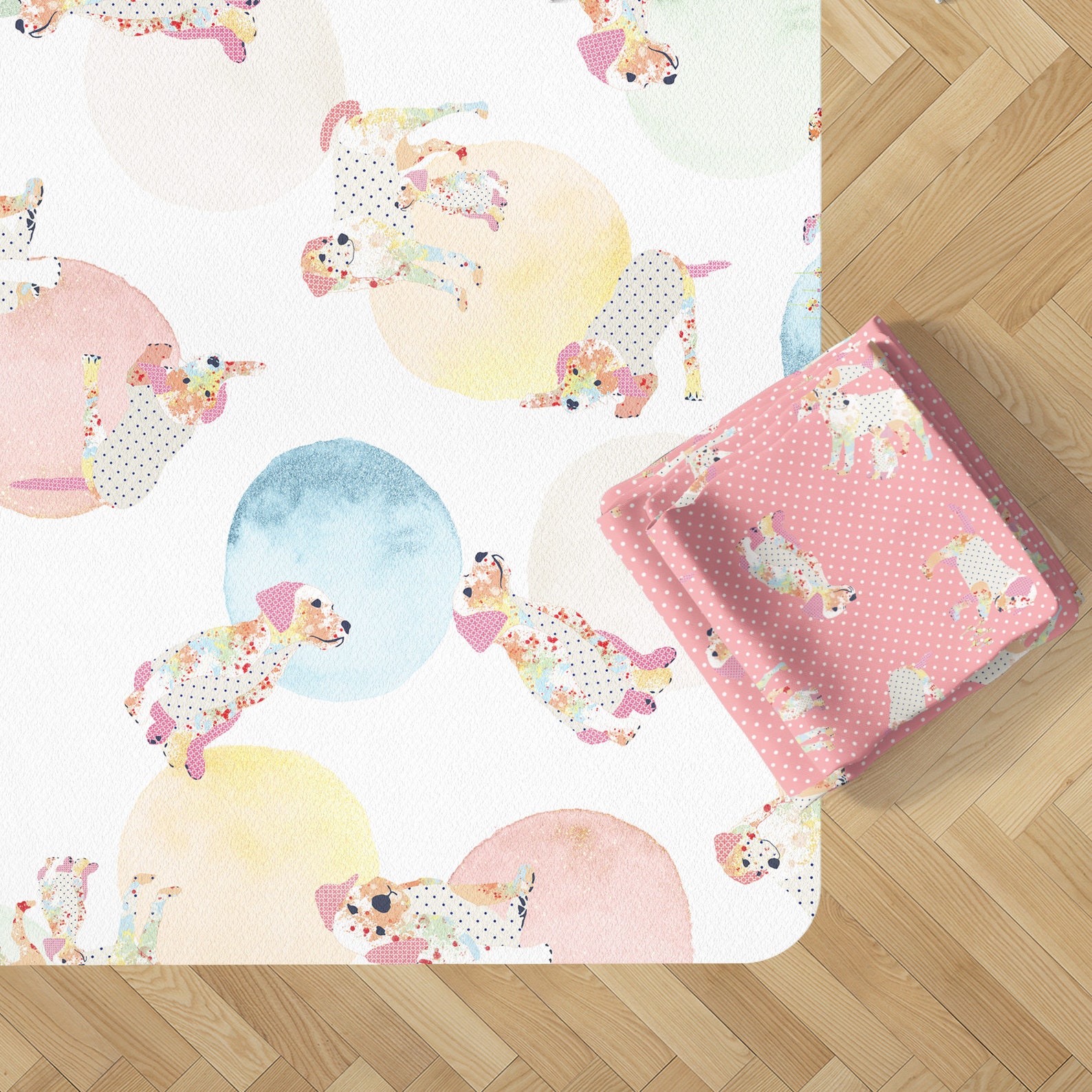 Puppy Decor Pink Play Mat Nursery Area Rug Nursery Decor Nursery Floor ...