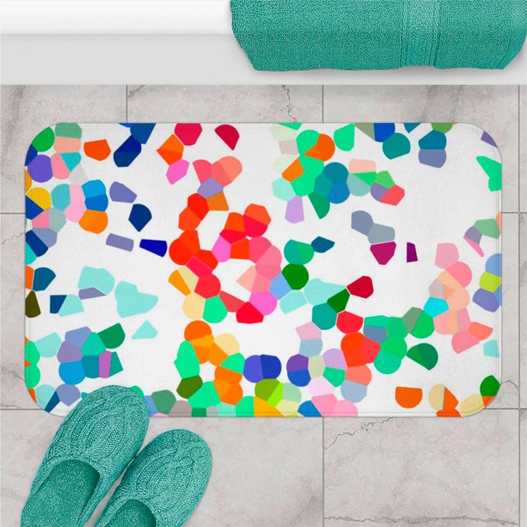 Abstract Colorful Bath Mat: Modern Non-skid Bathroom Rug - Etsy