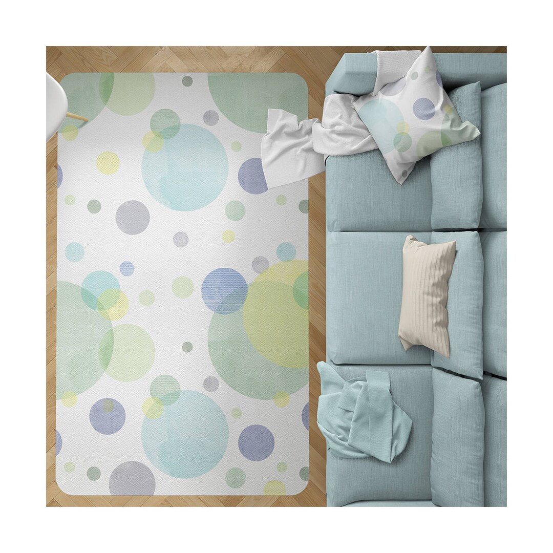 Toddler Boys Room Floor Rug. Playroom Area Rug. Blue & Green Play Mat ...