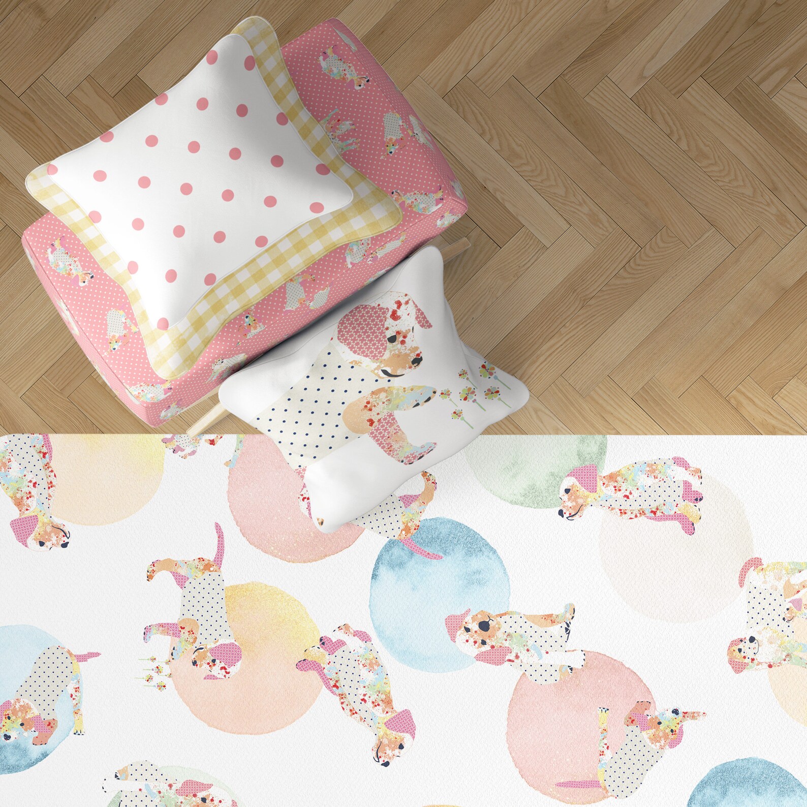 Puppy Decor Pink Play Mat Nursery Area Rug Nursery Decor Nursery Floor ...