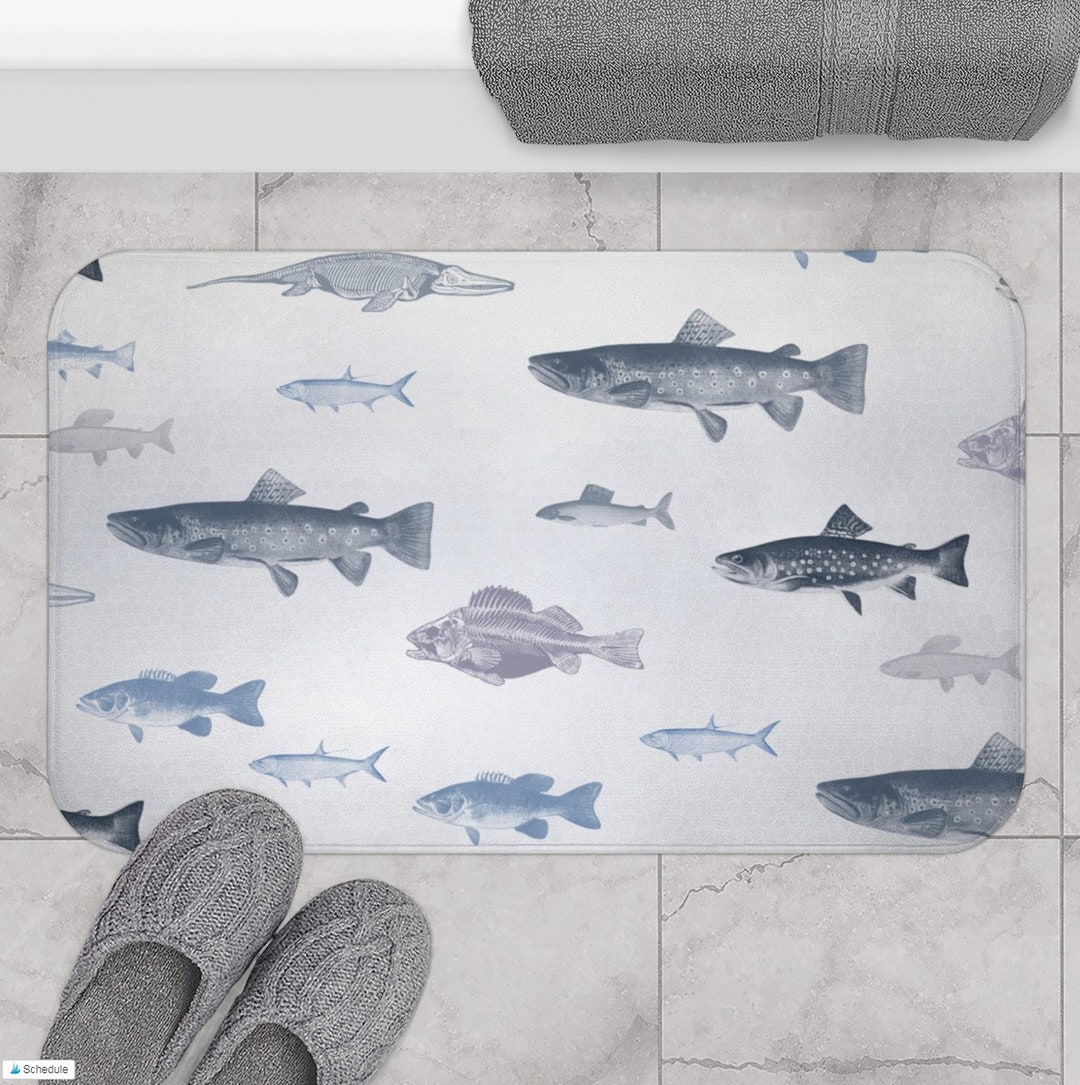 Shared Bathroom Fish Bath Mat for Fishing Beach House Bathroom Decor ...
