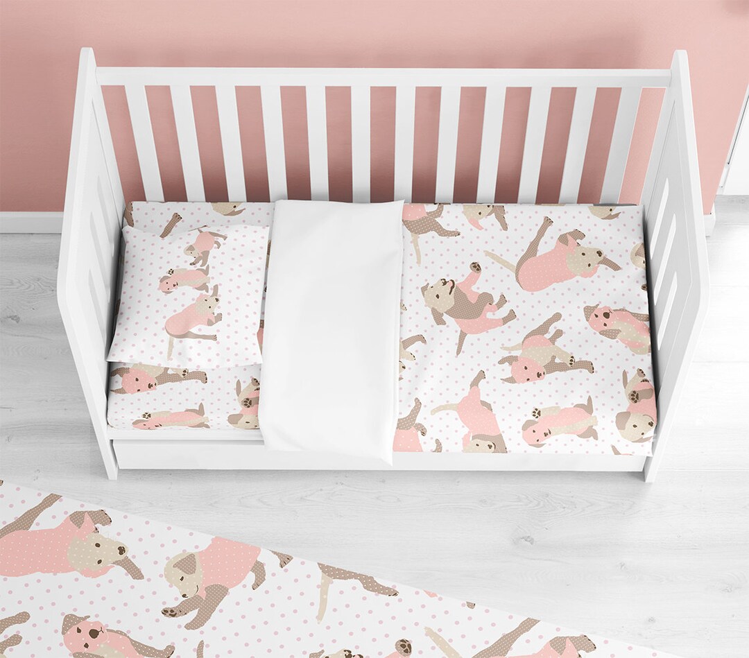 Cute Pink Puppy Dog Duvet Cover or Comforter Set for Toddler Girl ...