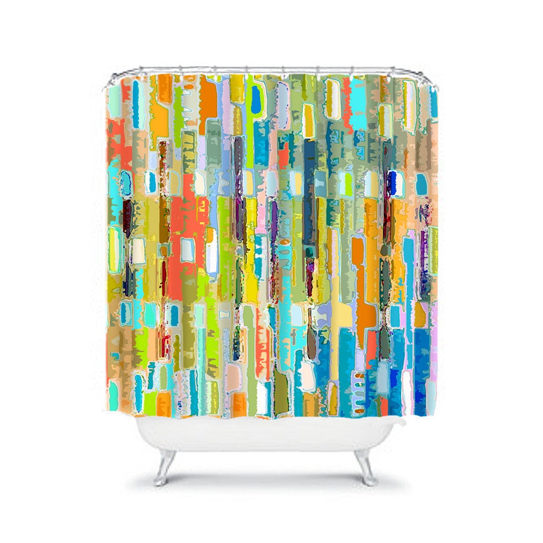 Modern Abstract Colorful Shower Curtain Bathroom Set With Colorful Bath ...