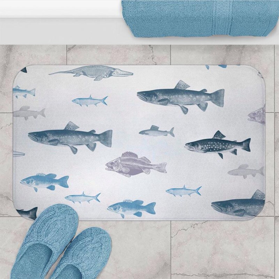 Fish Bath Mat: Beach House Bathroom Decor, Ocean Theme - Etsy UK
