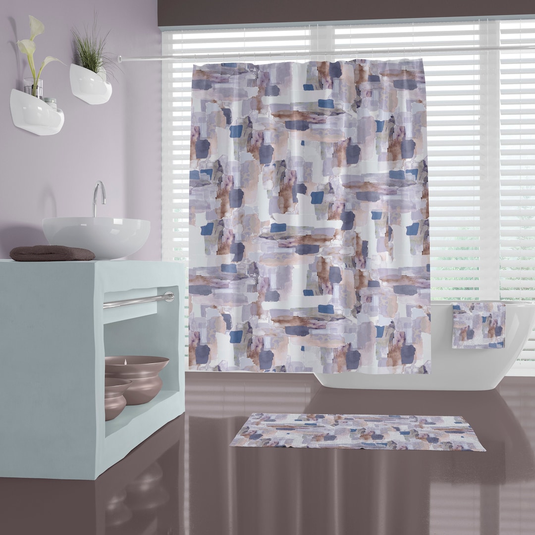 Abstract Purple Shower Curtain: Modern Mauve Bathroom Decor - Etsy Israel