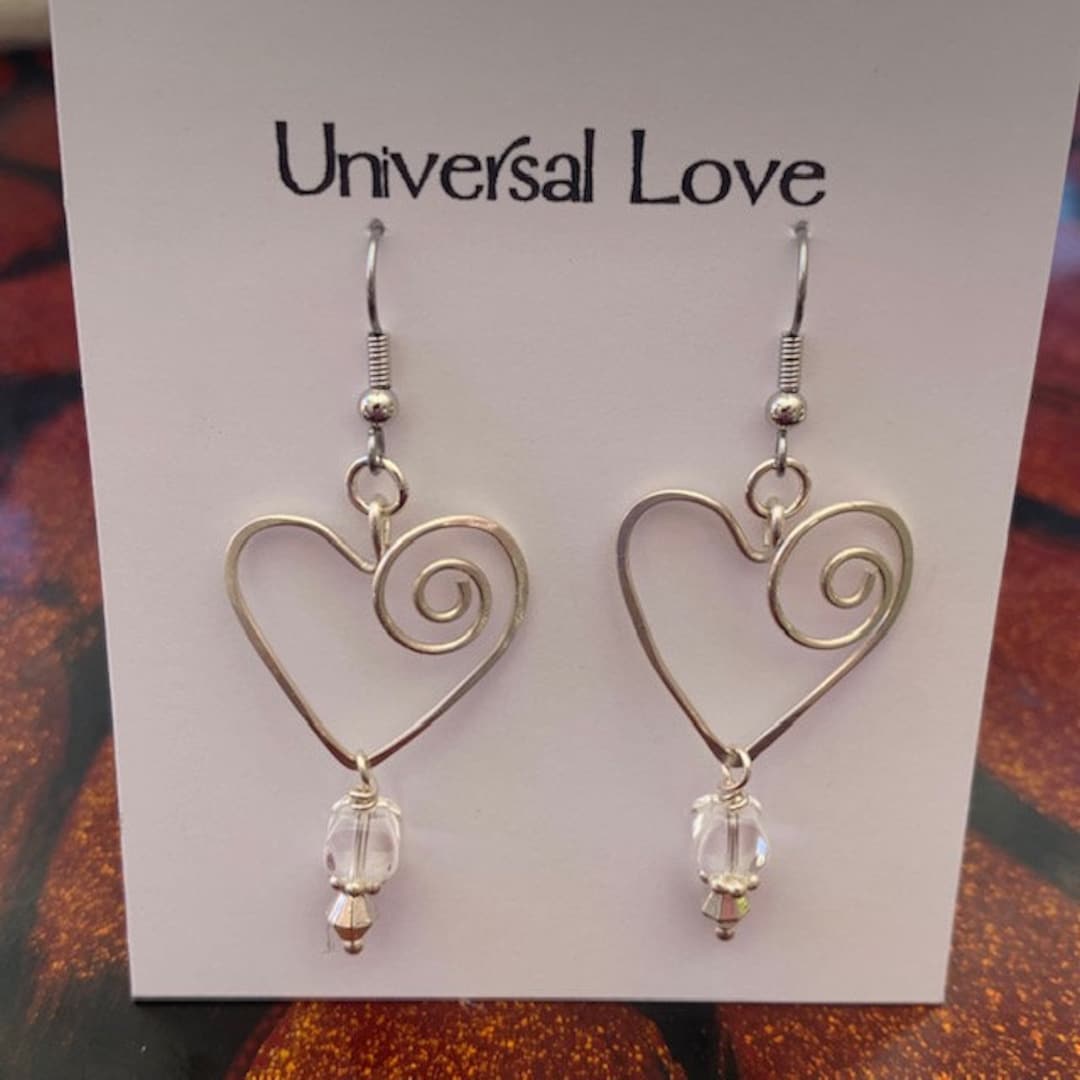 Universal Love, Clear Quartz, Zibu Symbol, Sterling Silver Earrings - Etsy