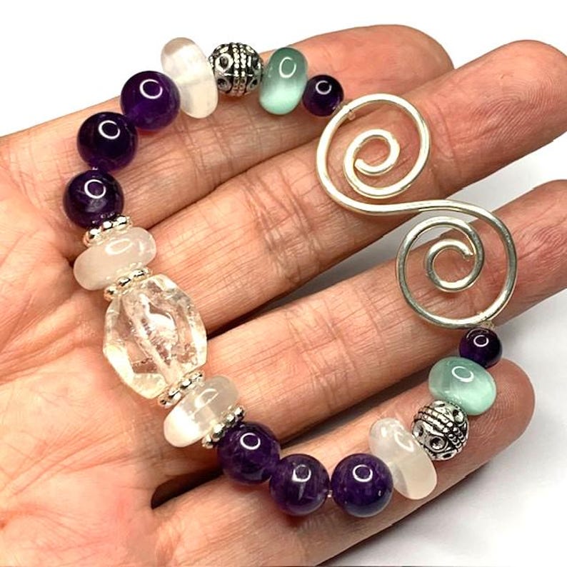 Moderation, Stretch Bracelet, Zibu Symbol, Amethyst, Gemstones - Etsy