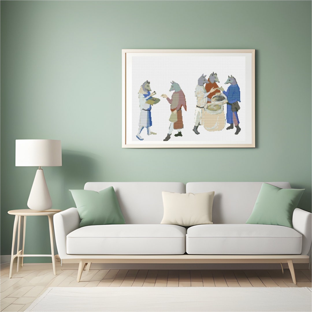 Medieval Cross Stitch Pattern - Illumination - Andaman Cynocephalus ...