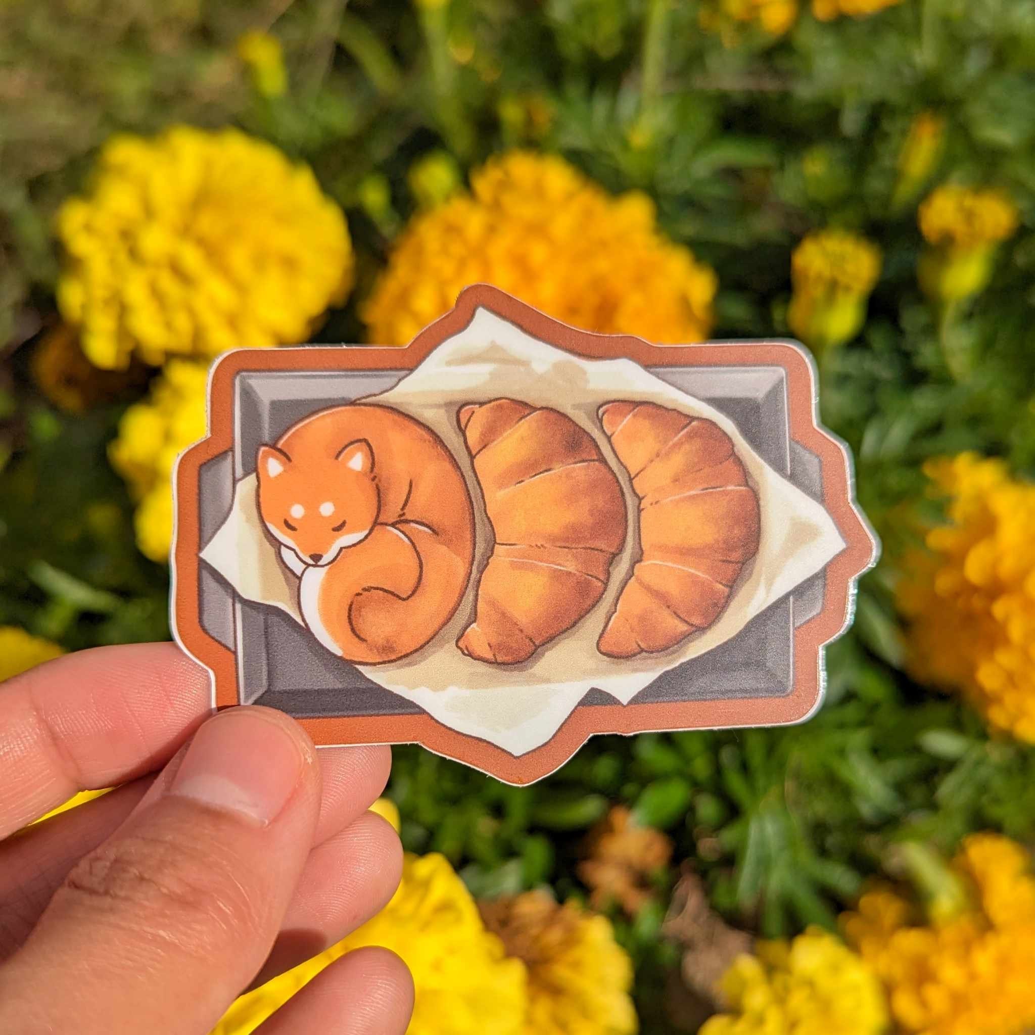 Shiba Inu Croissant Sticker - Etsy