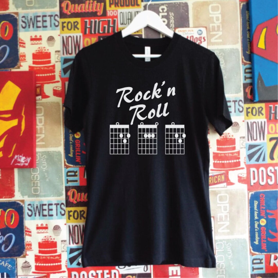 Rock'n Roll Dad Shirt. Dad Guitar Chords Shirt. Rock and Roll Dad T ...