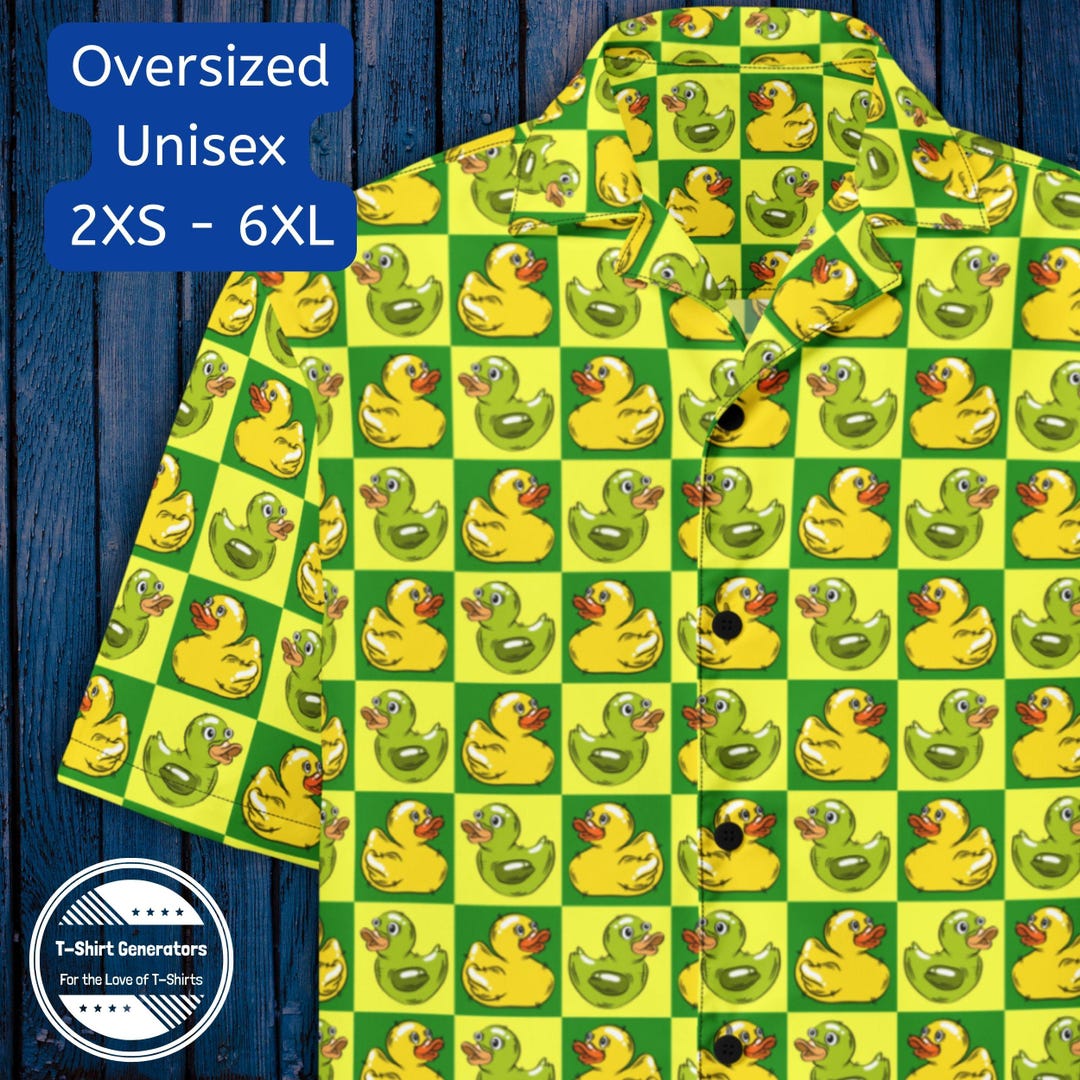 Checkered Duck Shirt, Rubber Ducks Button Down Shirt, Rubber Duckie ...
