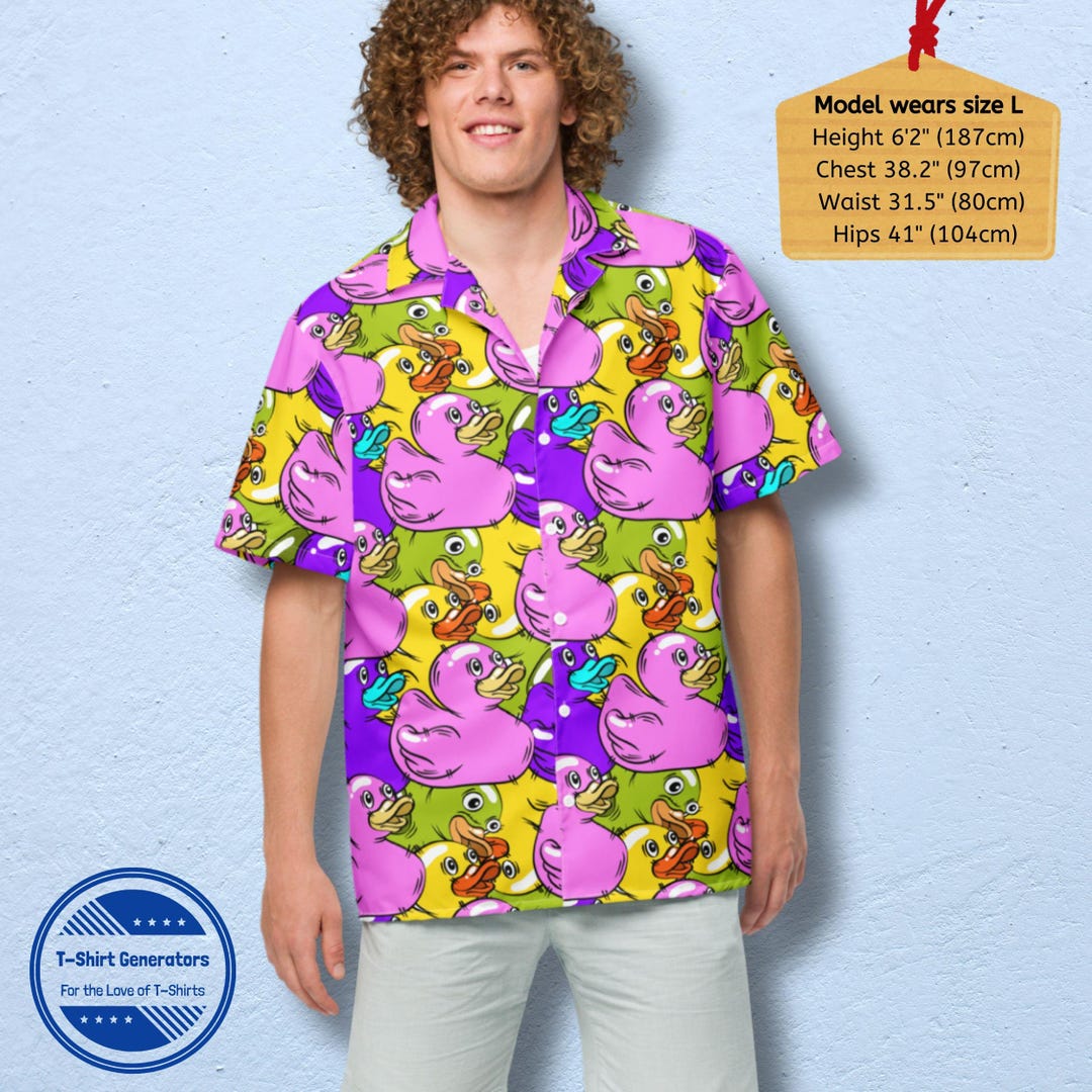 Colorful Duck Shirt, Rubber Ducks Button Down Shirt, Rubber Duckie ...