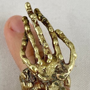Spooky Handmade Skeletal Hand Ring Size 8 Done in Textured Brass - Etsy
