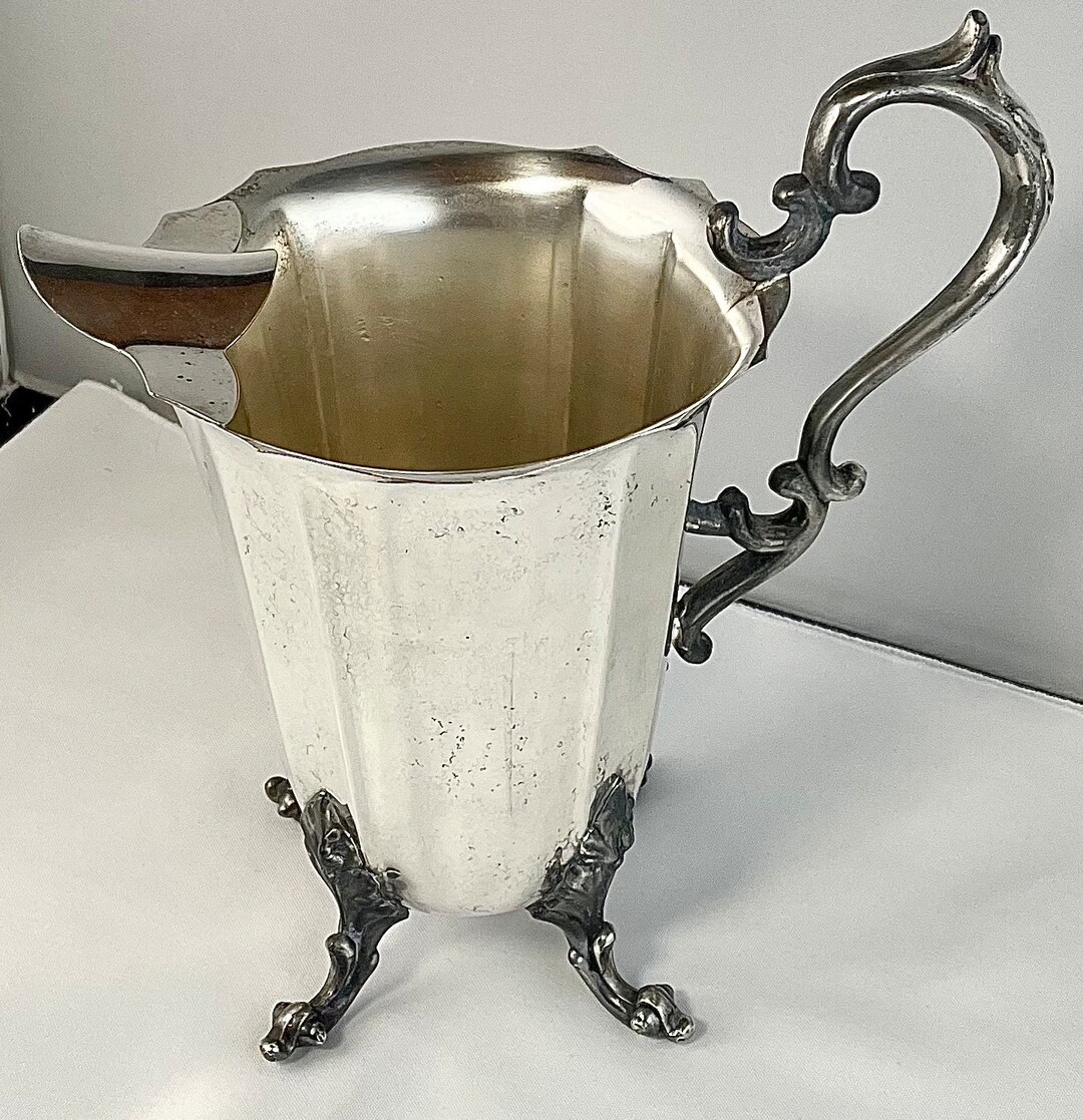 Vintage 5th Avenue Silverplate Co Silver on Copper Water Pitcher on 4 ...