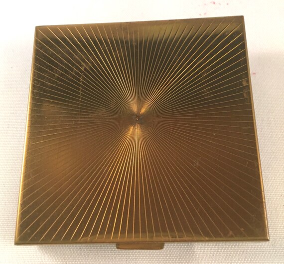 Vintage Volupte Square Goldtone Compact Embellished w… - Gem