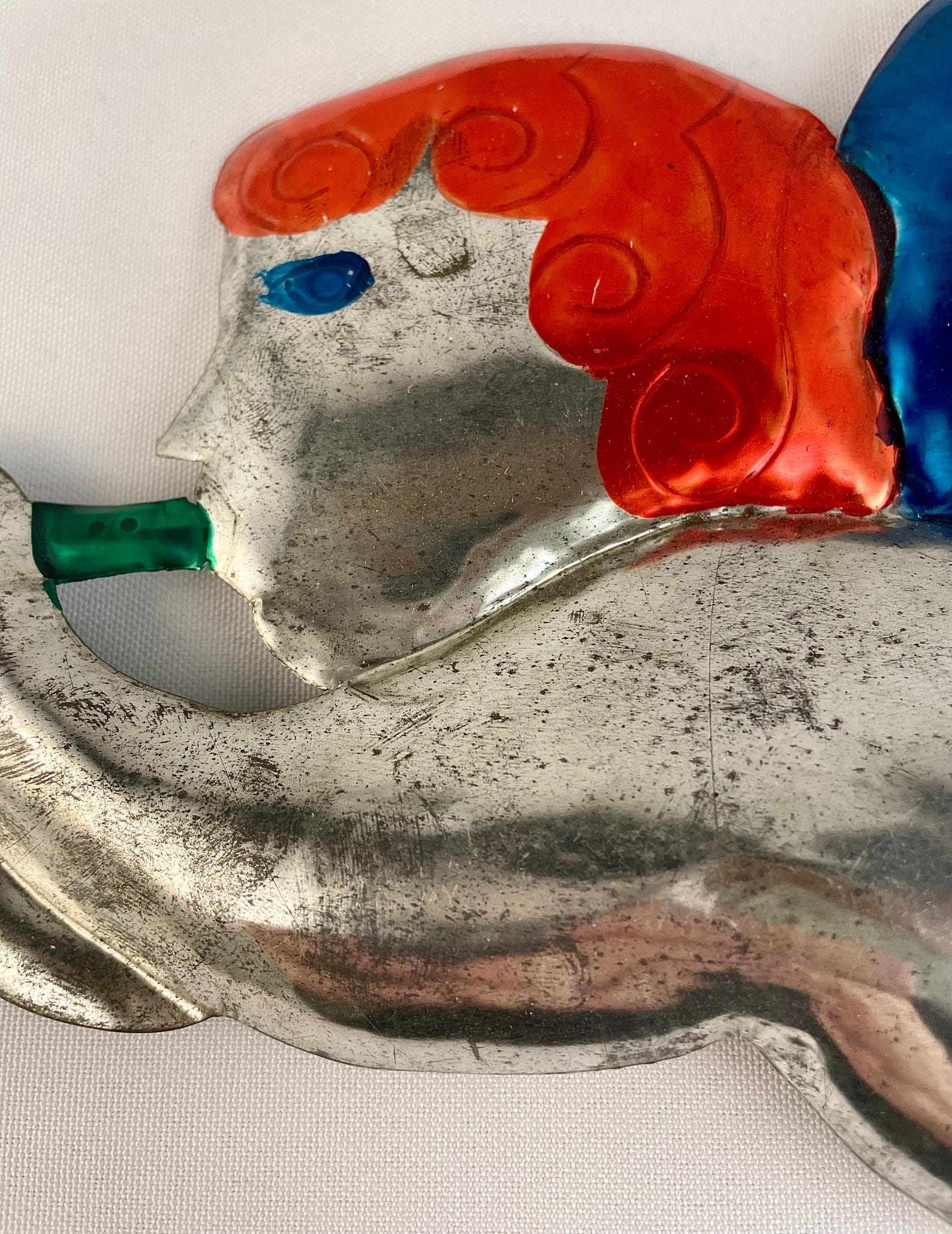 Vintage Pair of Mexican Folk Art Multi-colored Tin Angels Blowing ...