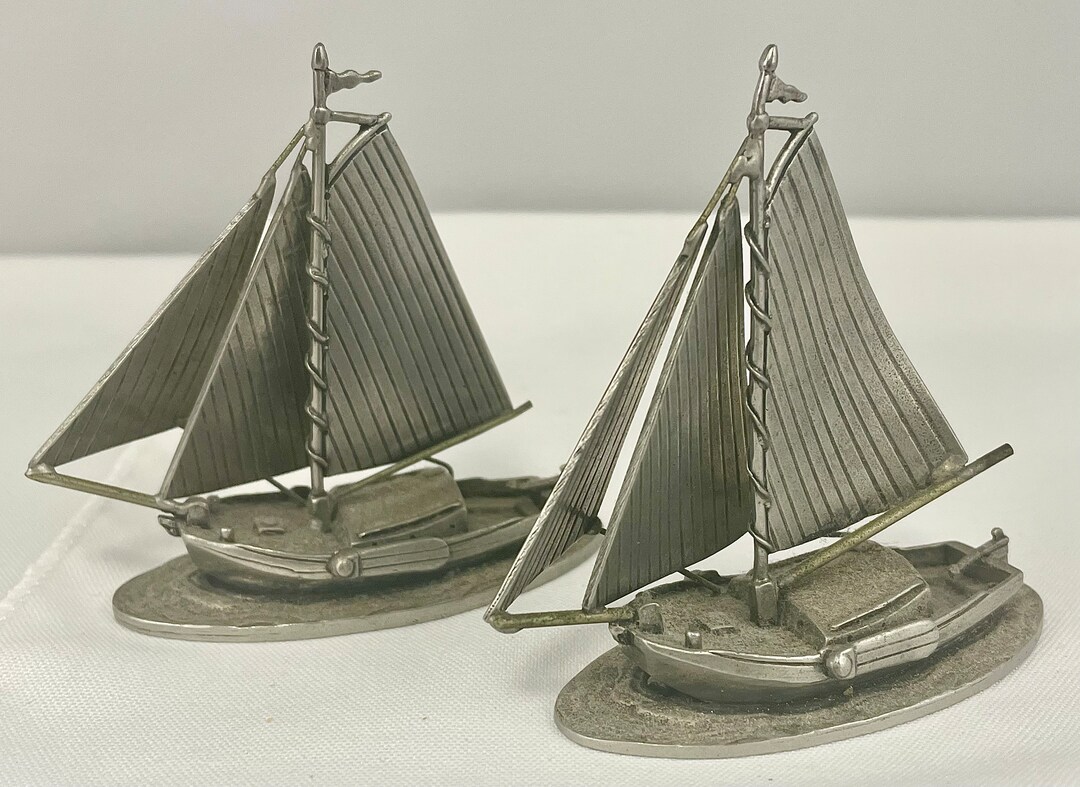 Vintage Pair of Dutch Pewter Miniature Schooners by Artil - Etsy