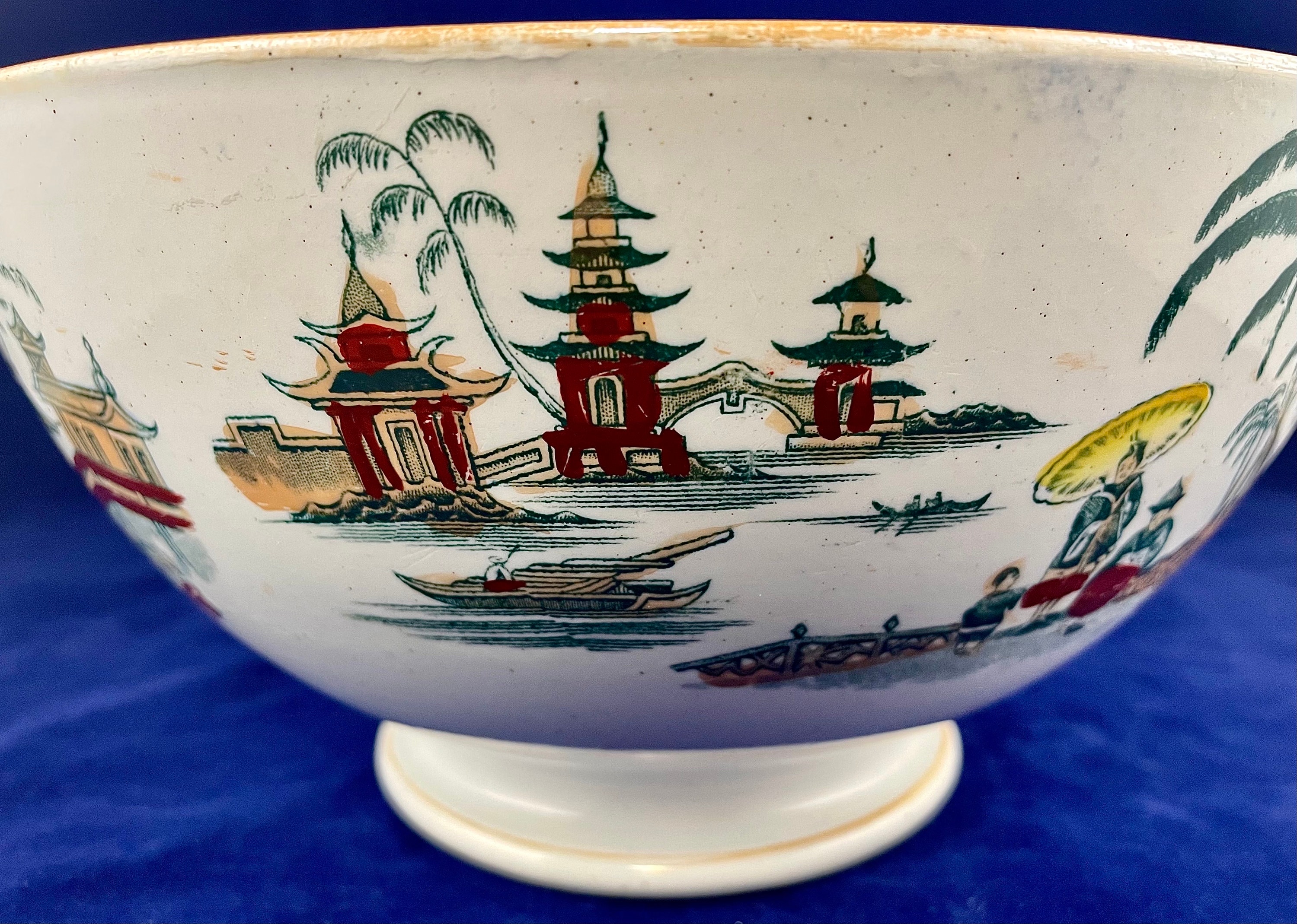 Antique Petrus Regout Chinoiserie Bowl, Holland Hong Pattern, Pagoda ...