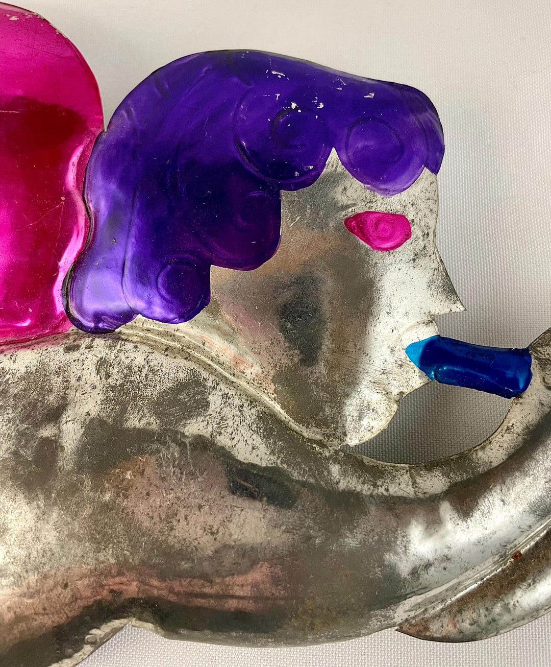 Vintage Pair of Mexican Folk Art Multi-colored Tin Angels Blowing ...