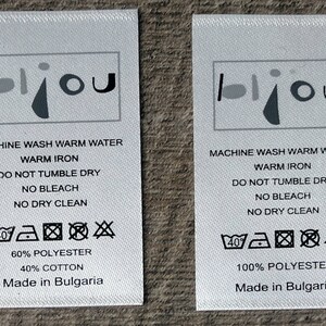 1000 Custom Clothing Care Labels - Printed Satin Labels - Clothes ...