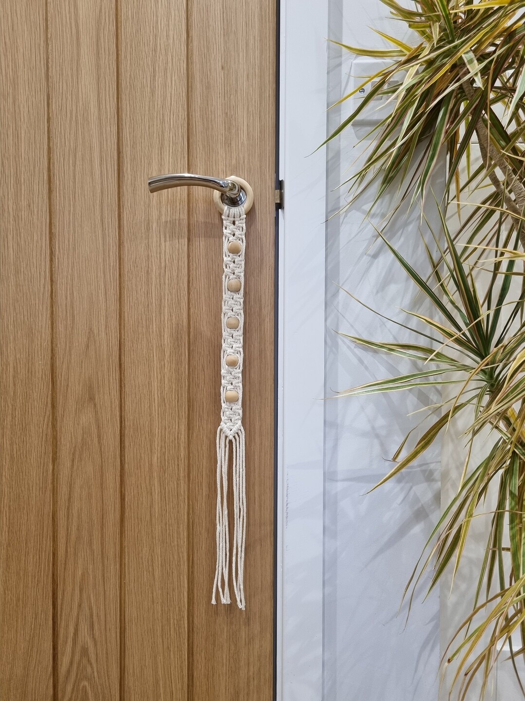 Long Macrame Wall / Door Hanging With Wooden Beads - Handmade - Home ...