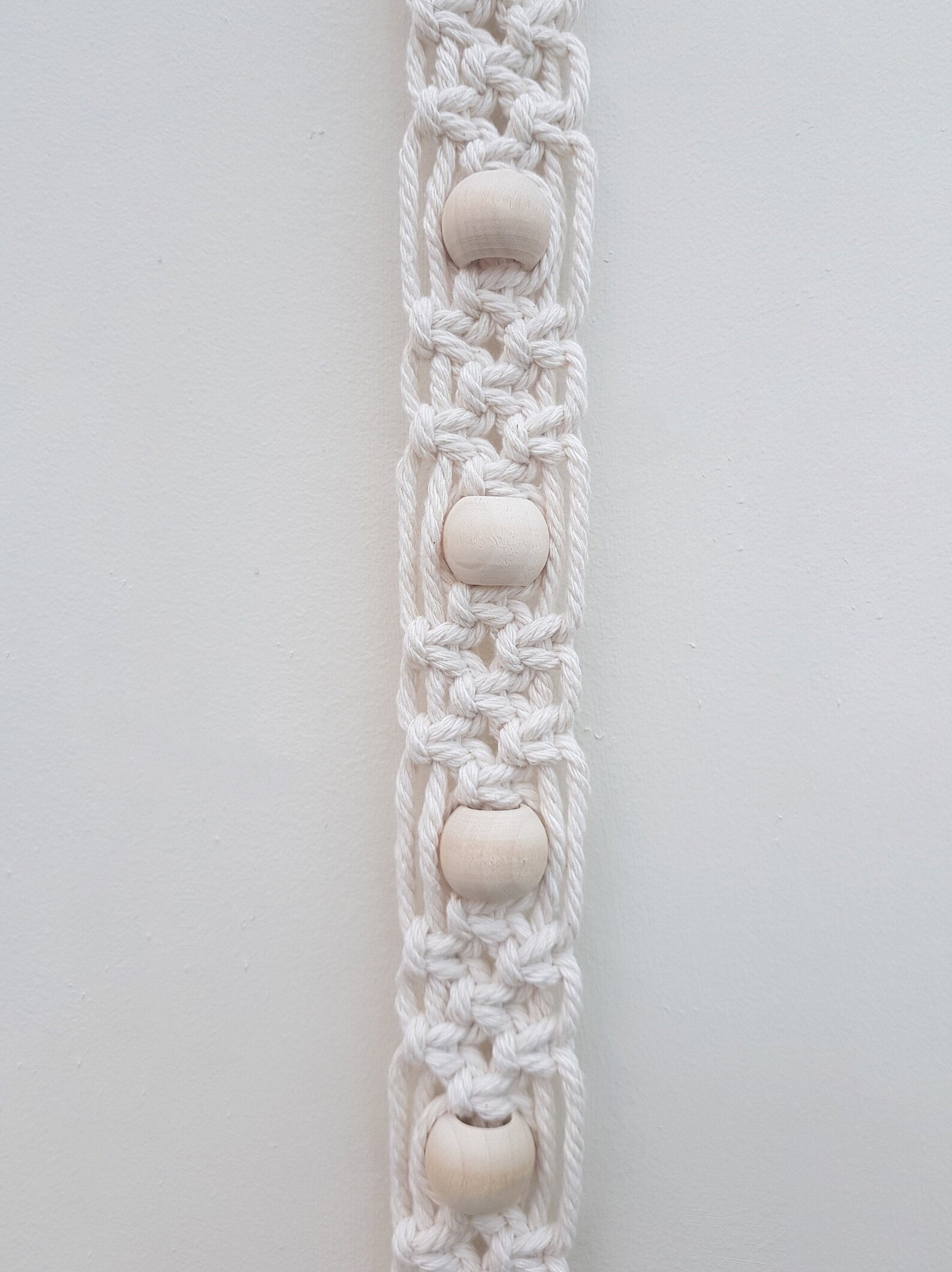 Long Macrame Wall / Door Hanging With Wooden Beads - Handmade - Home ...