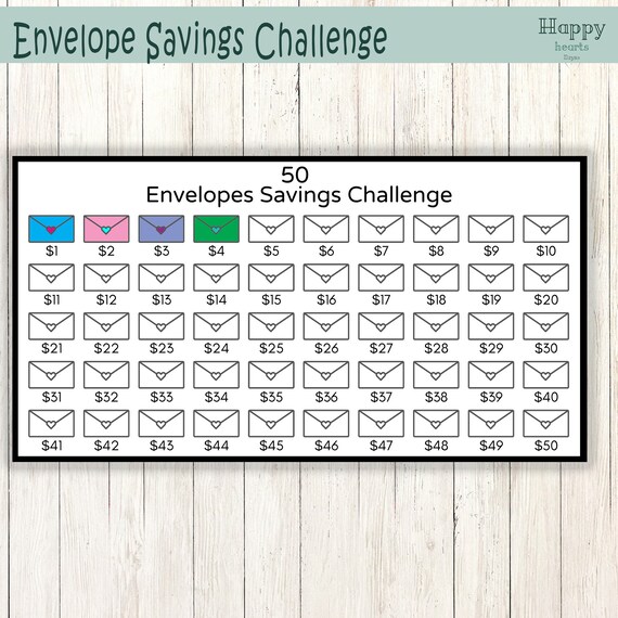 50 Envelopes Savings Challenge Savings Challenge Printable - Etsy