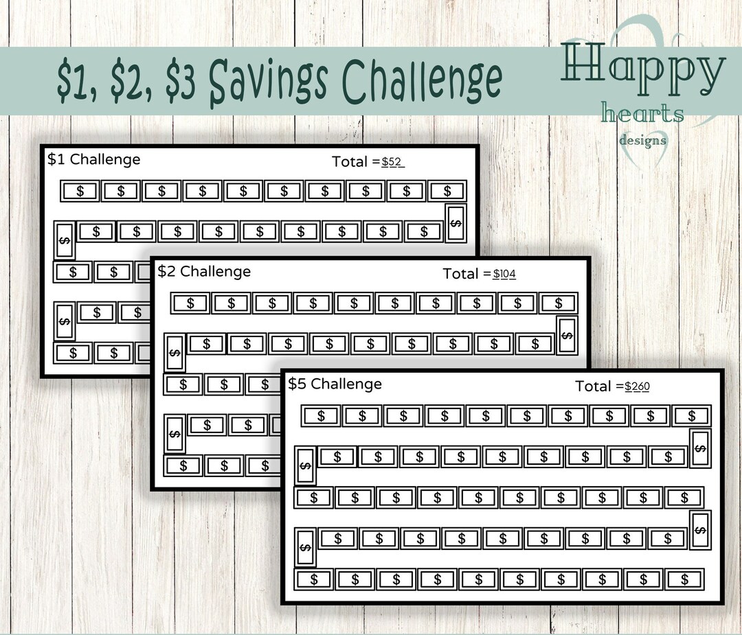 Dollar Savings Challenge Bundle1,2,5,10,20 and 50 Dollar Printable ...