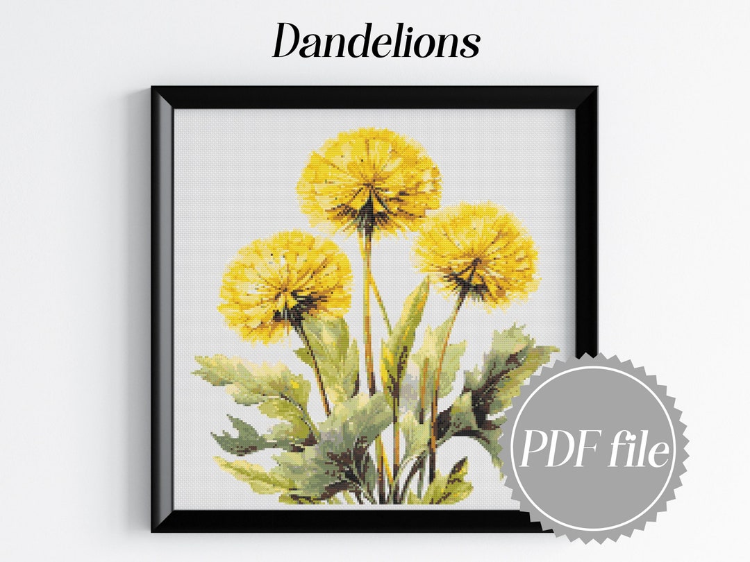 Dandelions Cross Stitch Pattern PDF Digital Download Yellow - Etsy