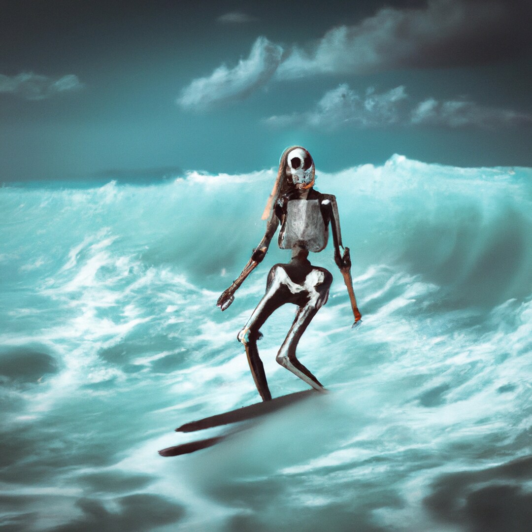 Spooky Surfer Girl Dressed as a Skeleton Glicée Print - Etsy