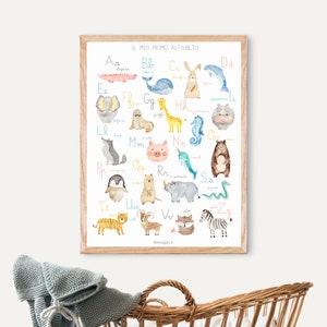 ITALIAN Alphabet for Kids - Alphabet Poster of Lovely Animals in ...
