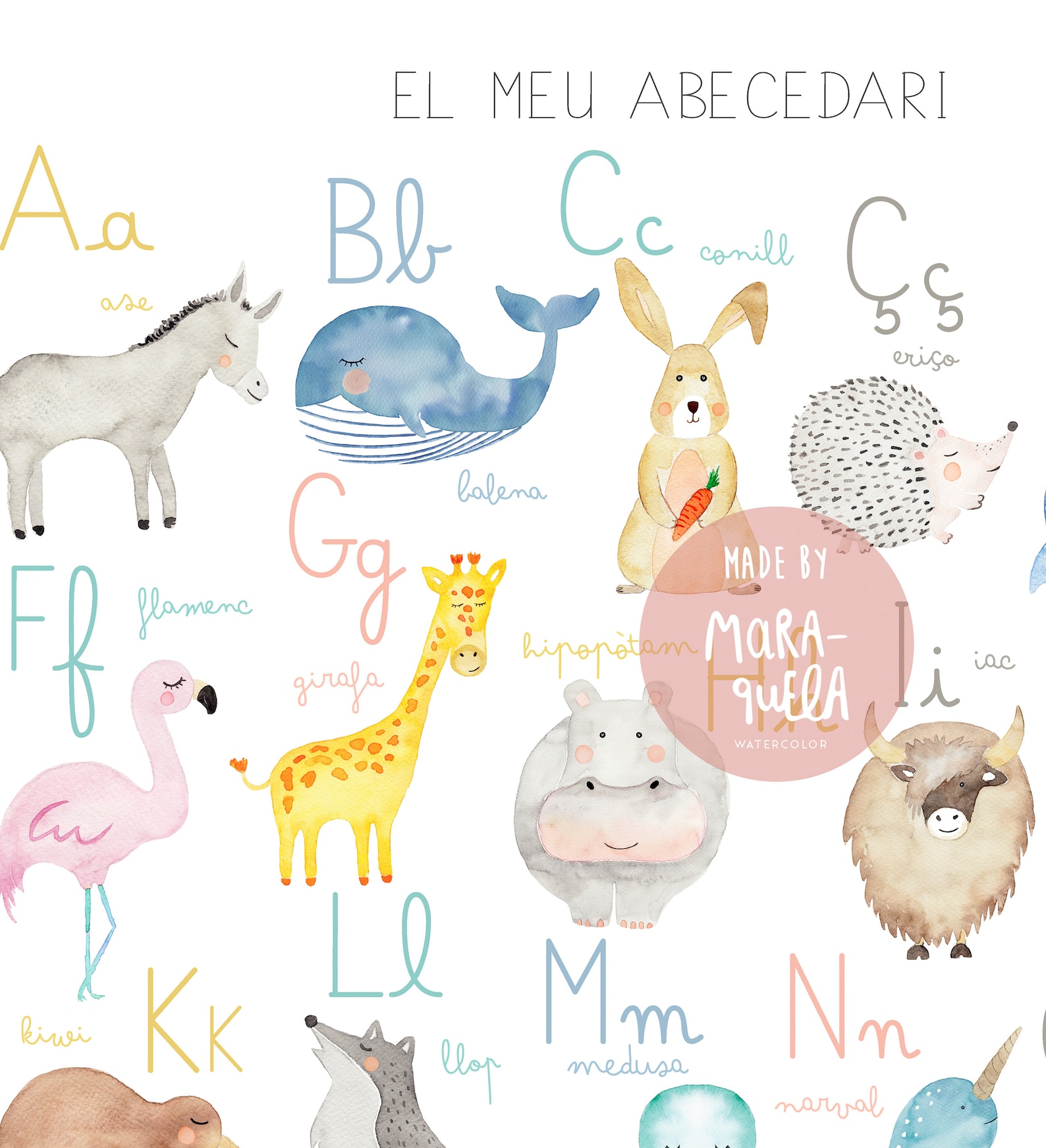 ABECEDARIO in CATALÁN. My Abecedari - Alphabet of Animals in CATALÀ ...