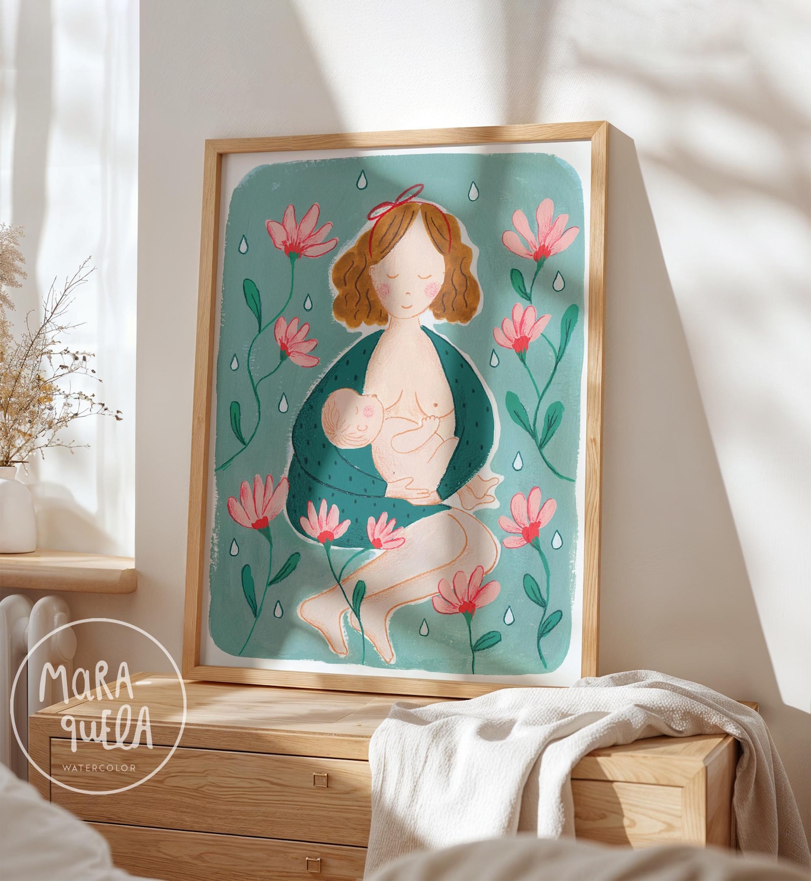 Breastfeeding Wall Art | Maternity Prints Decor | Hand-painted Art for ...