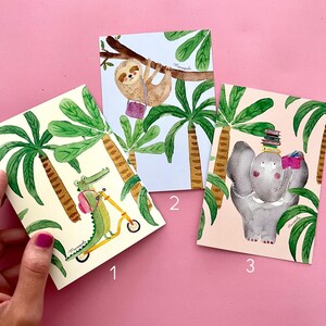 Postcards - Set of 11 / Colourful, Funny Animals, Mini Art Print Set ...