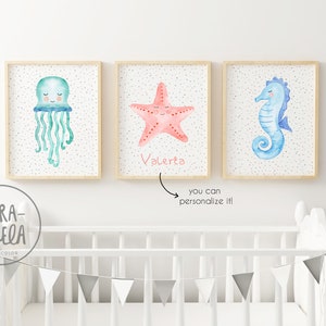 Marine Animals Set, Pastel Colors - Jellyfish, Starfish and Sea Horse ...
