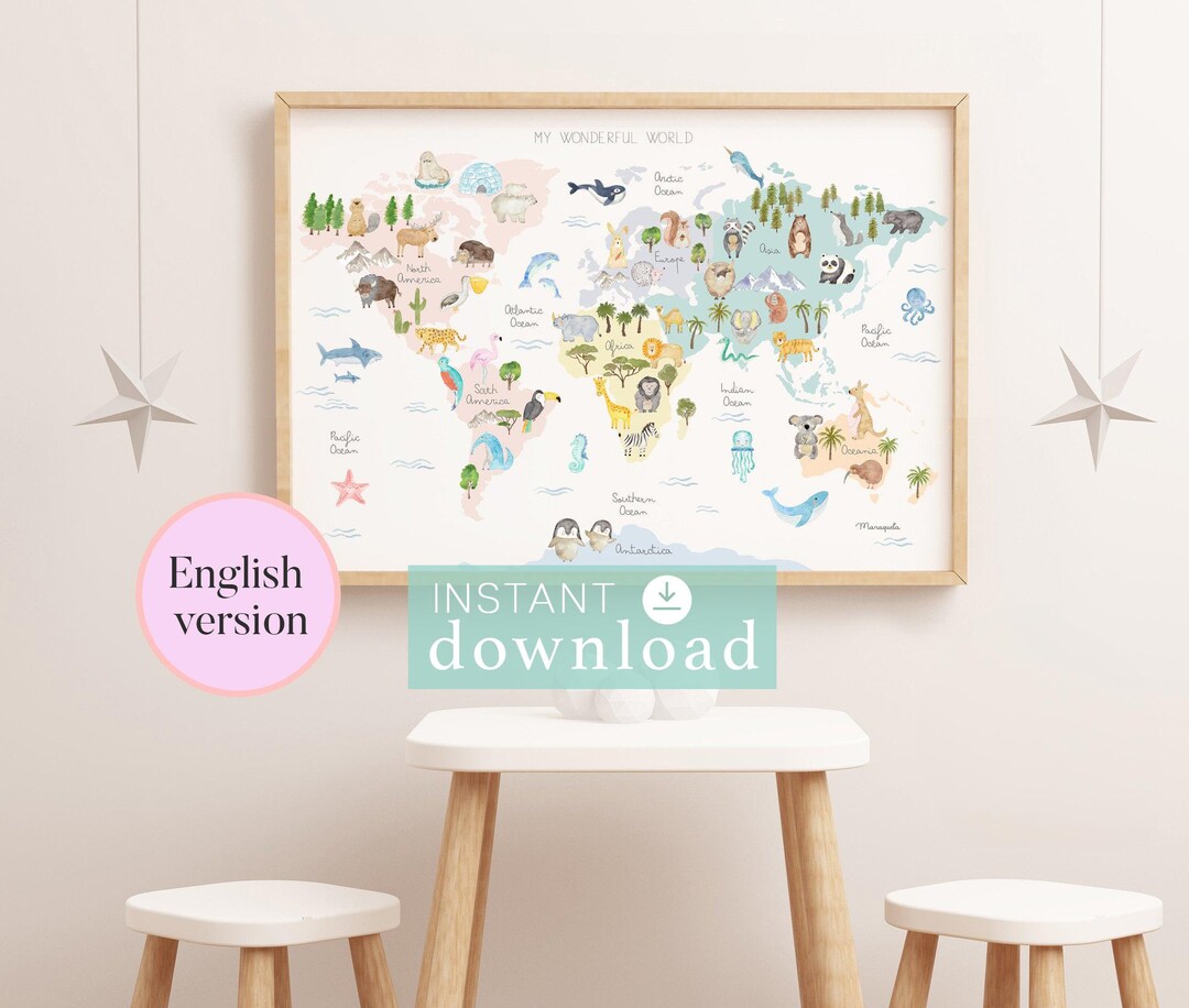 My Wonderful World Printable World Map for Kids DIGITAL DOWNLOAD ...