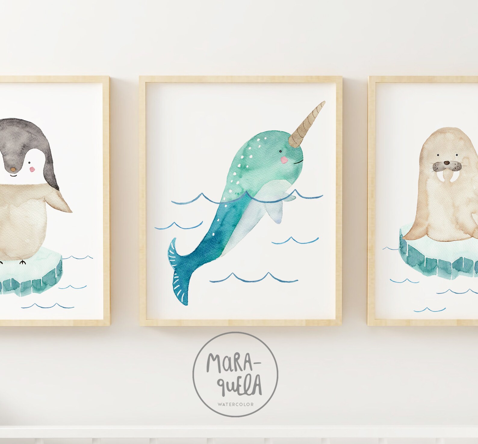 ARCTIC Animals Penguin Narwhal and Walrus. Illustrations in | Etsy
