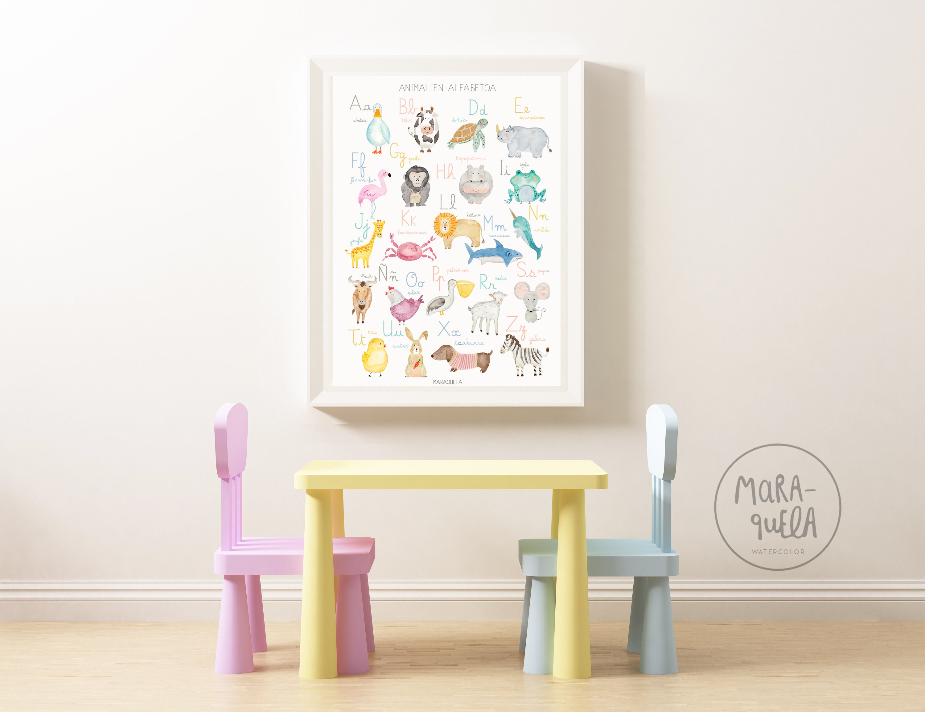 BASQUE Alphabet for Kids - Animalien Alfabetoa - EUSKERA Language - Etsy