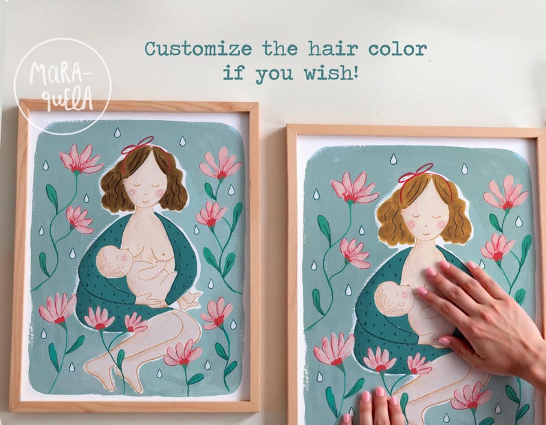 Breastfeeding Wall Art | Maternity Prints Decor | Hand-painted Art for ...