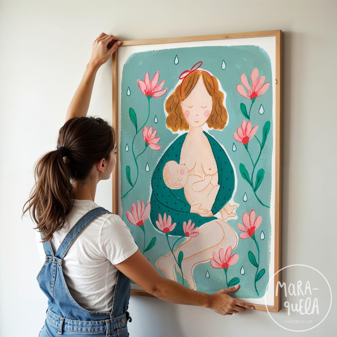 Breastfeeding Wall Art | Maternity Prints Decor | Hand-painted Art for ...
