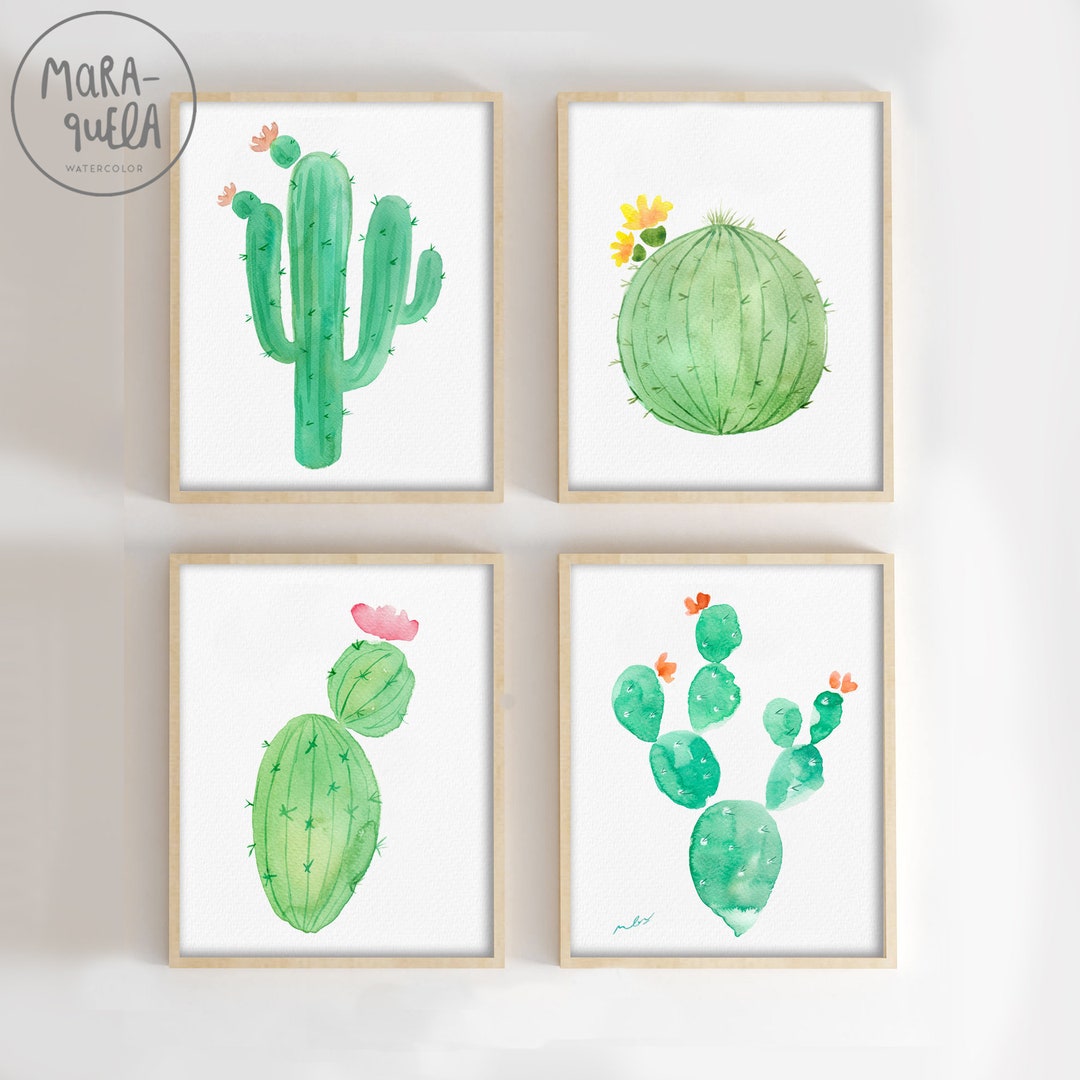 CACTUS Watercolor - SET - Succulent Plants - Set Cactus Watercolors ...