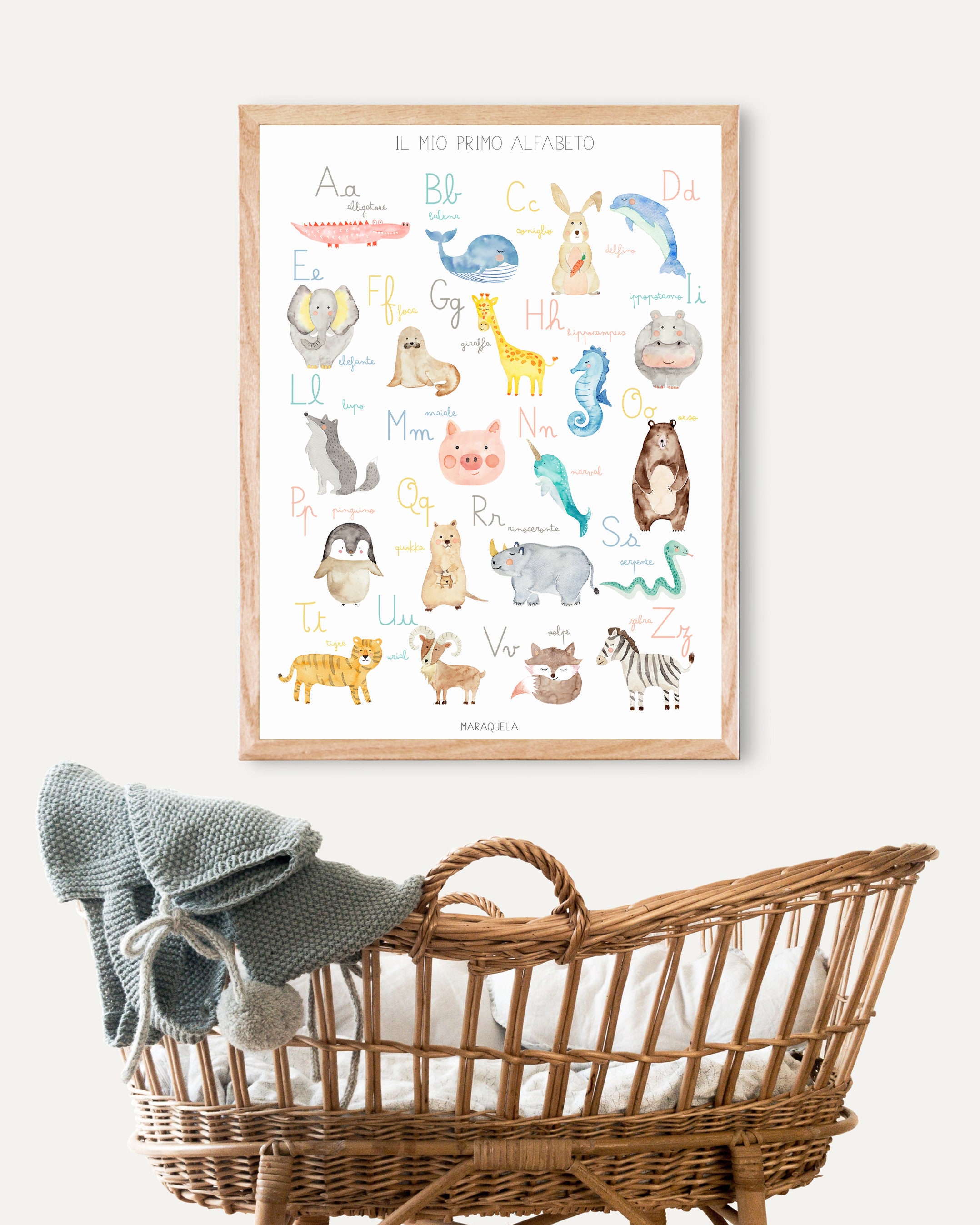ITALIAN Alphabet for Kids - Alphabet Poster of Lovely Animals in ...