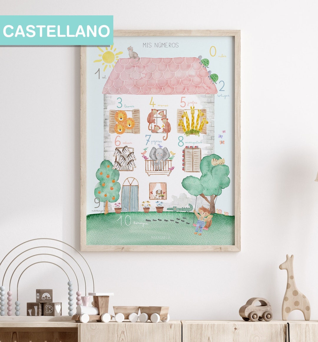 Mis Números - SPANISH Version. Numbers Illustration in Watercolor for ...