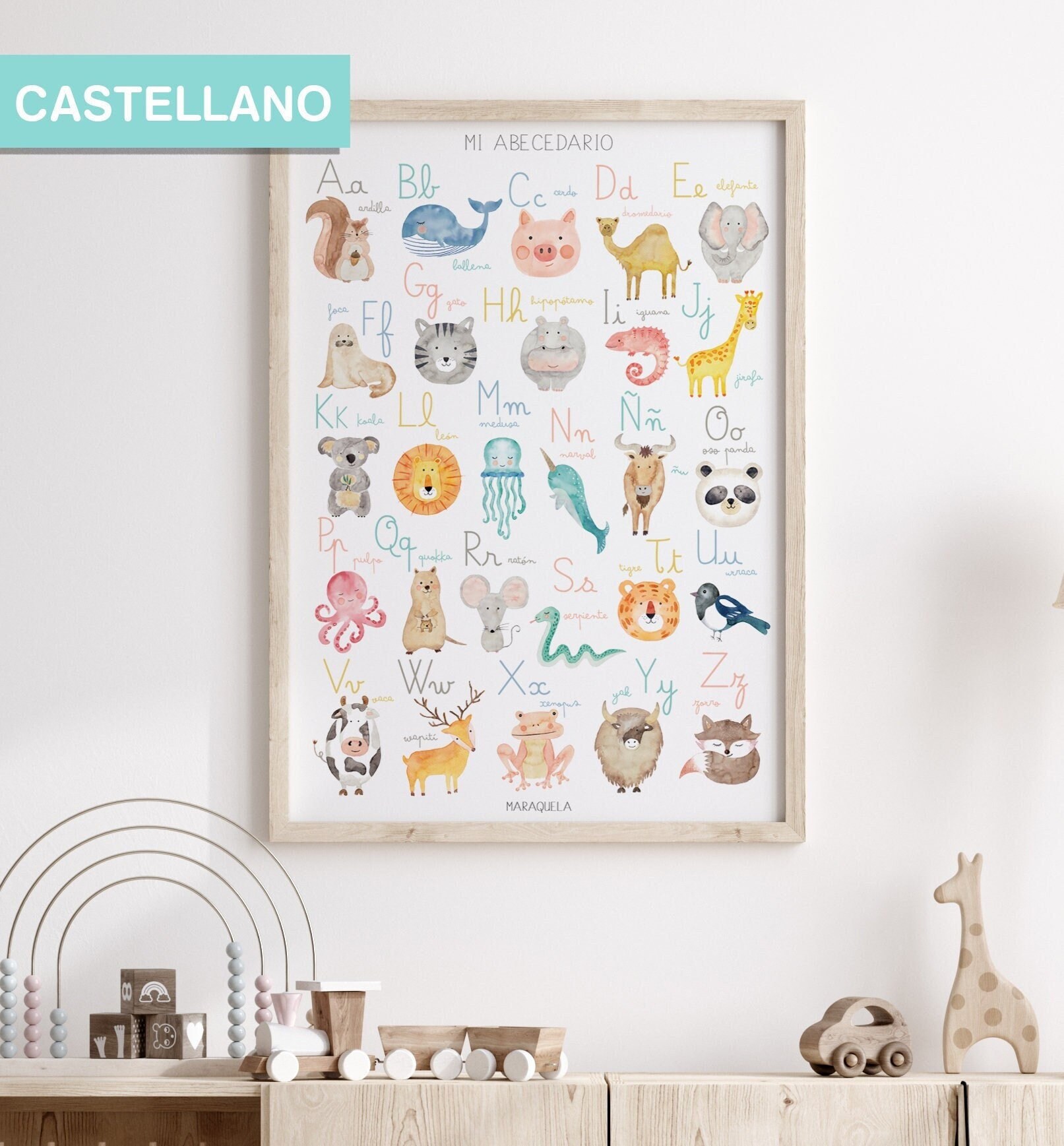 Mi Abecedario CASTELLANO Lámina/ Poster Infantil Del | Etsy