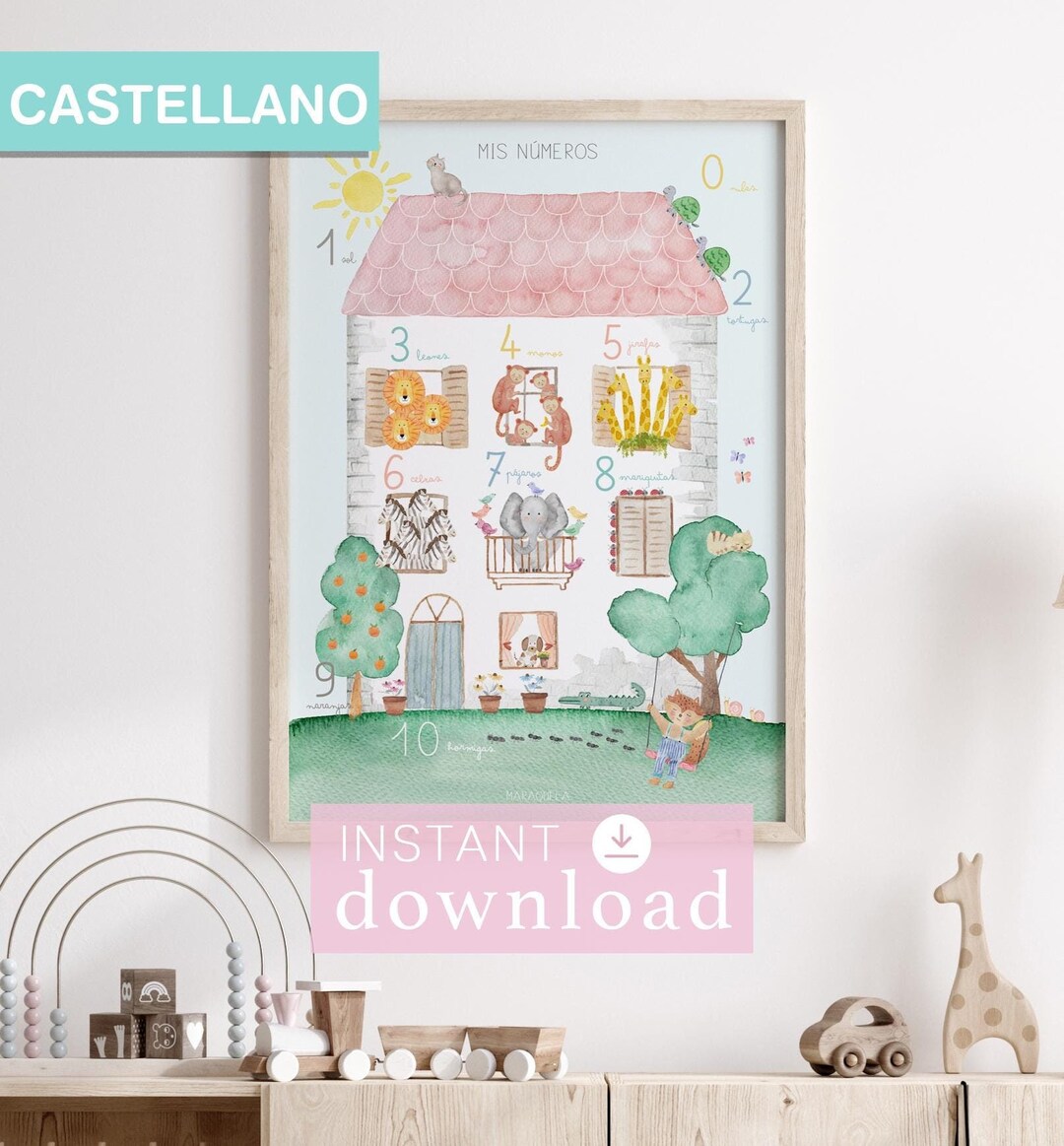 Mis Números - SPANISH Version - PRINTABLE Numbers Illustration in ...