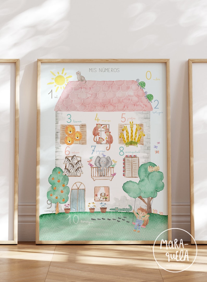 Mis Números - SPANISH Version. Numbers Illustration in Watercolor for ...