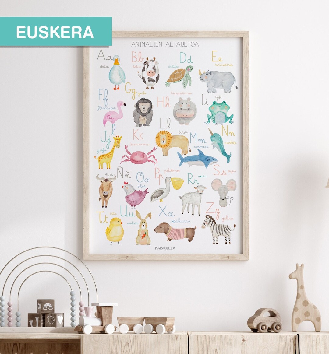 BASQUE Alphabet for Kids - Animalien Alfabetoa - EUSKERA Language - Etsy