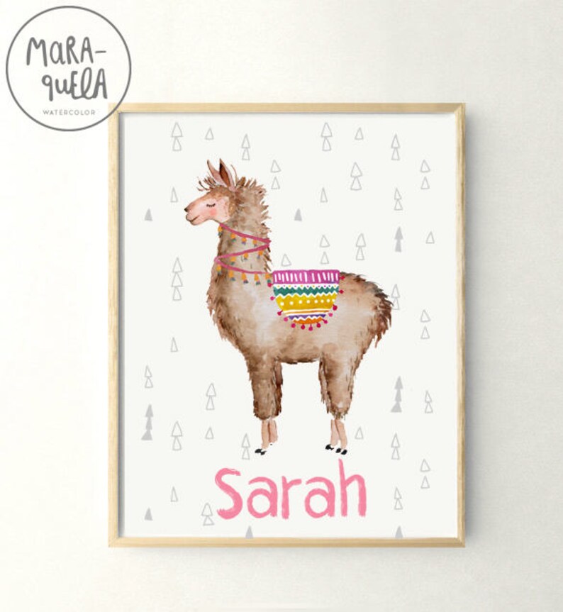 LLAMA SET watercolor. Teepee Llama Cactus nursery | Etsy