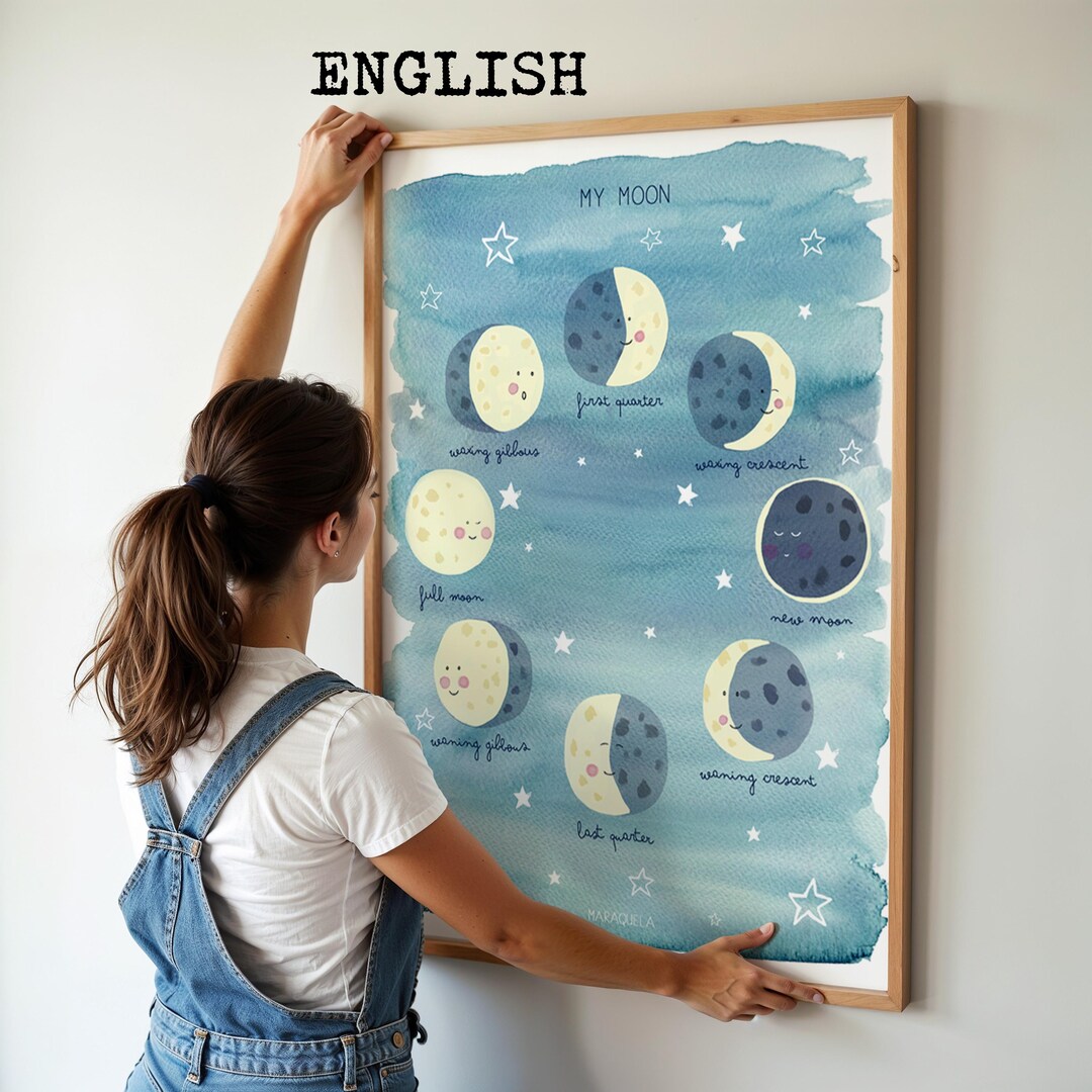Lunar Phases Nursery /my MOON Illustration / ENGLISH Version ...
