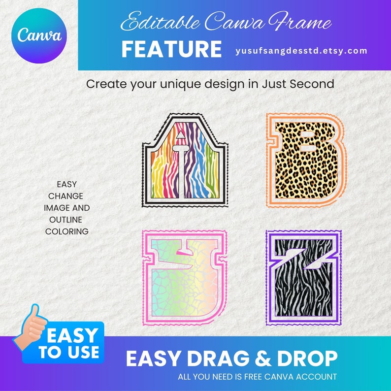 Canva Alphabet Frame Letter With Editable Outline Color - Etsy